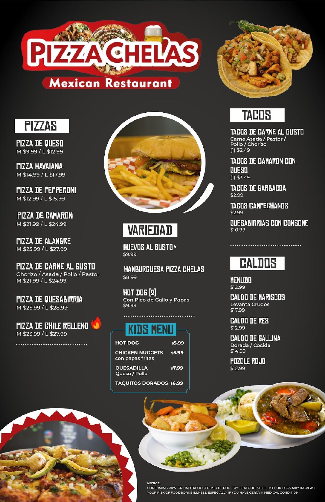 Menu at Pizza Chelas restaurant, Lilburn