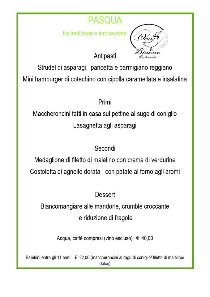 Menu da Oca Bianca ristorante, Modena, Via Martiniana