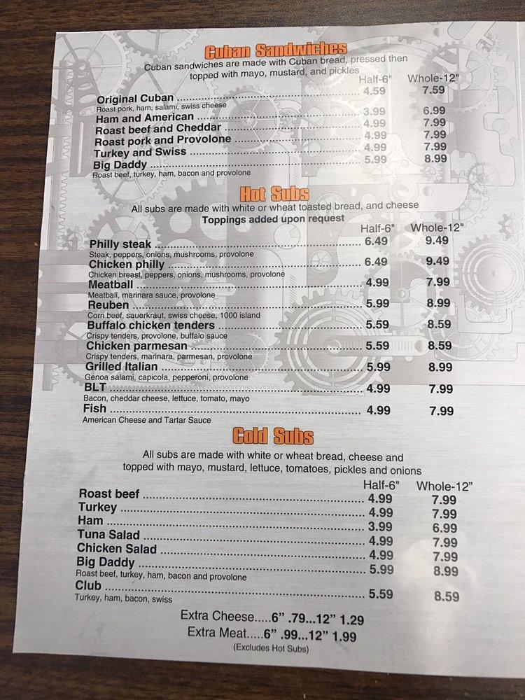 Menu at Sandwich Factory fast food, Lakeland