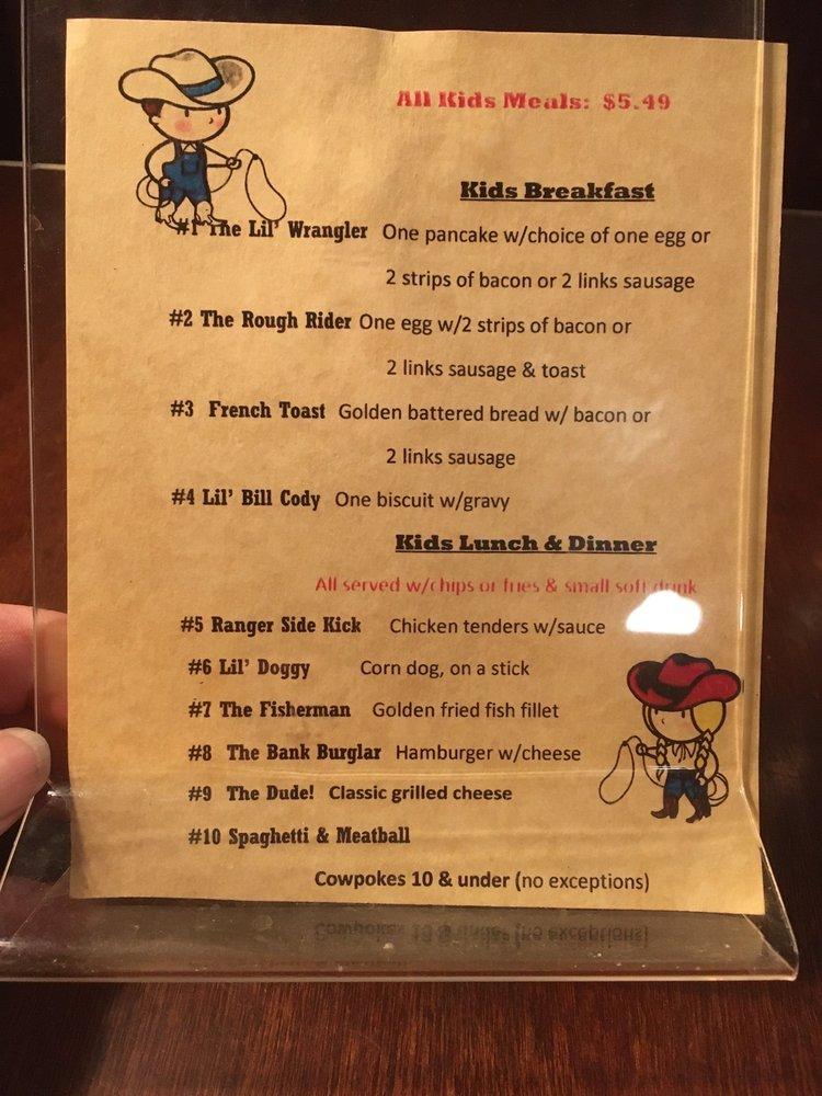 Menu at Buffalo Bill's Irma Hotel & Restaurant, Cody