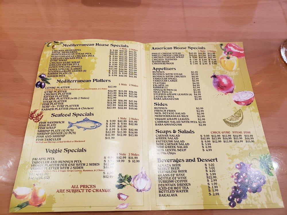 Menu at The Olive Tree Mediterranean Grille restaurant, Jacksonville