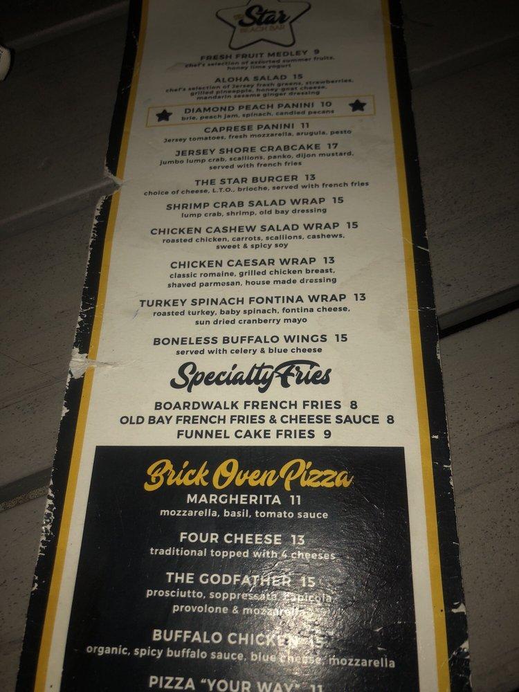 Carta de The Star Beach Bar, Wildwood Crest