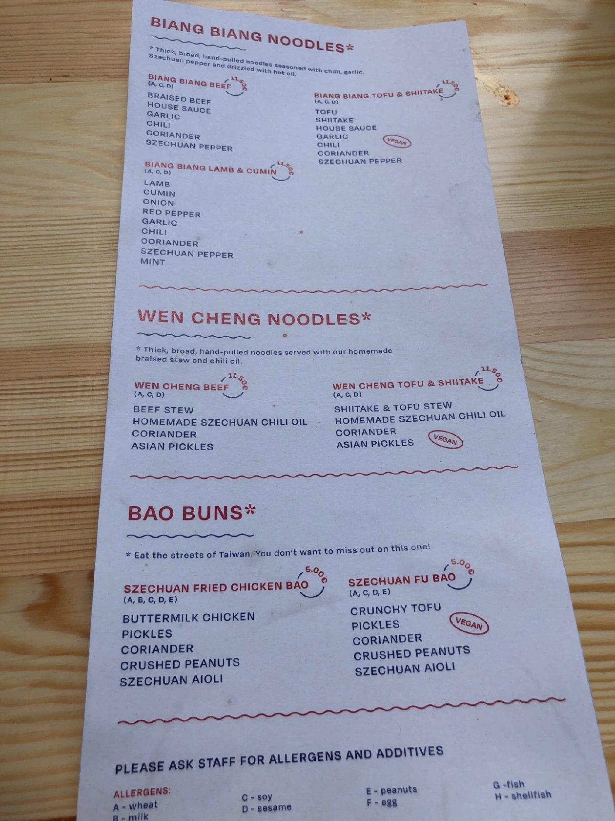 Speisekarte von Wen Cheng 1 restaurant, Berlin, Schönhauser Allee 65