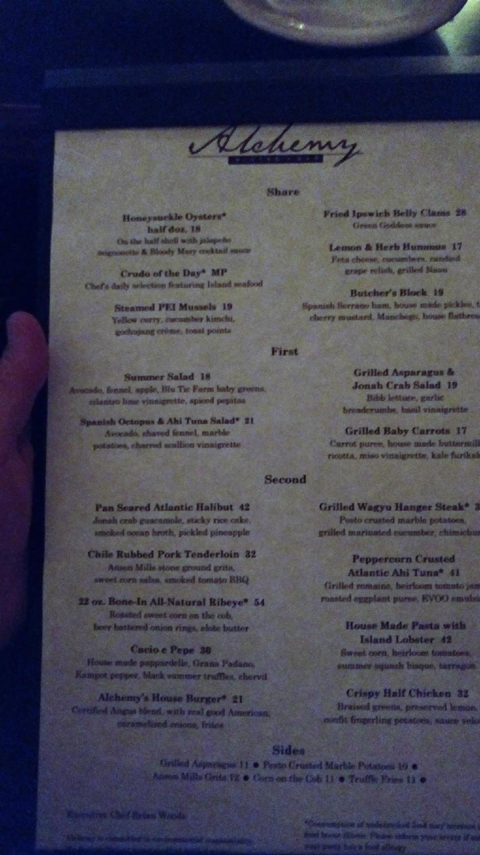 Menu at Alchemy Bistro & Bar, Edgartown