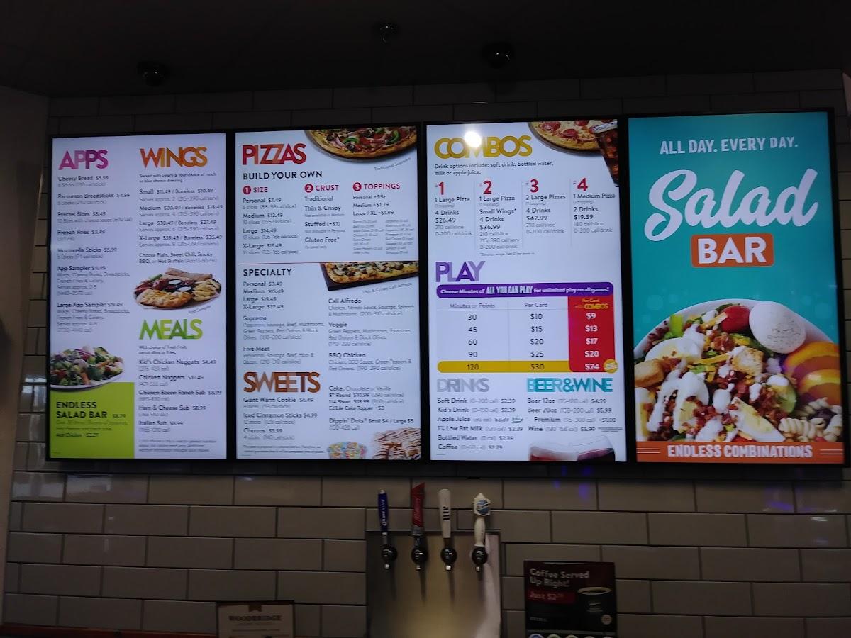 Menu at Chuck E. Cheese restaurant, Southgate, Dix Toledo Rd