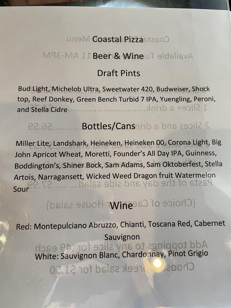 Menu at Coastal Pizza pizzeria, Fernandina Beach, S 14th St