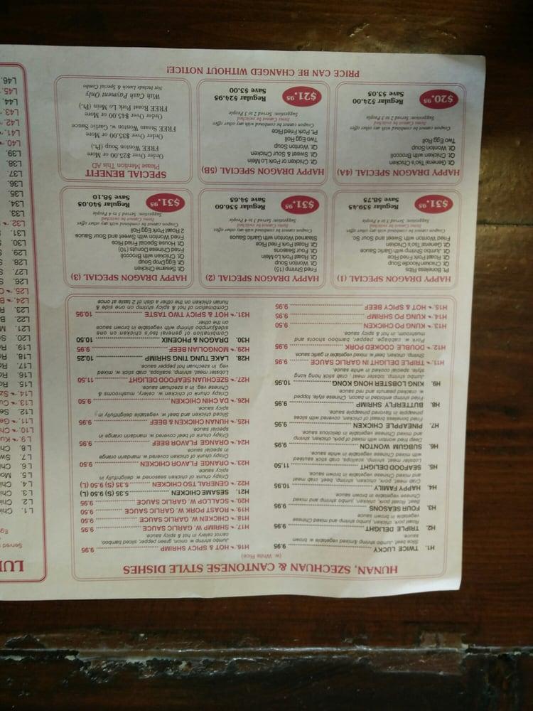 Menu at Happy Dragon restaurant, Islip Terrace
