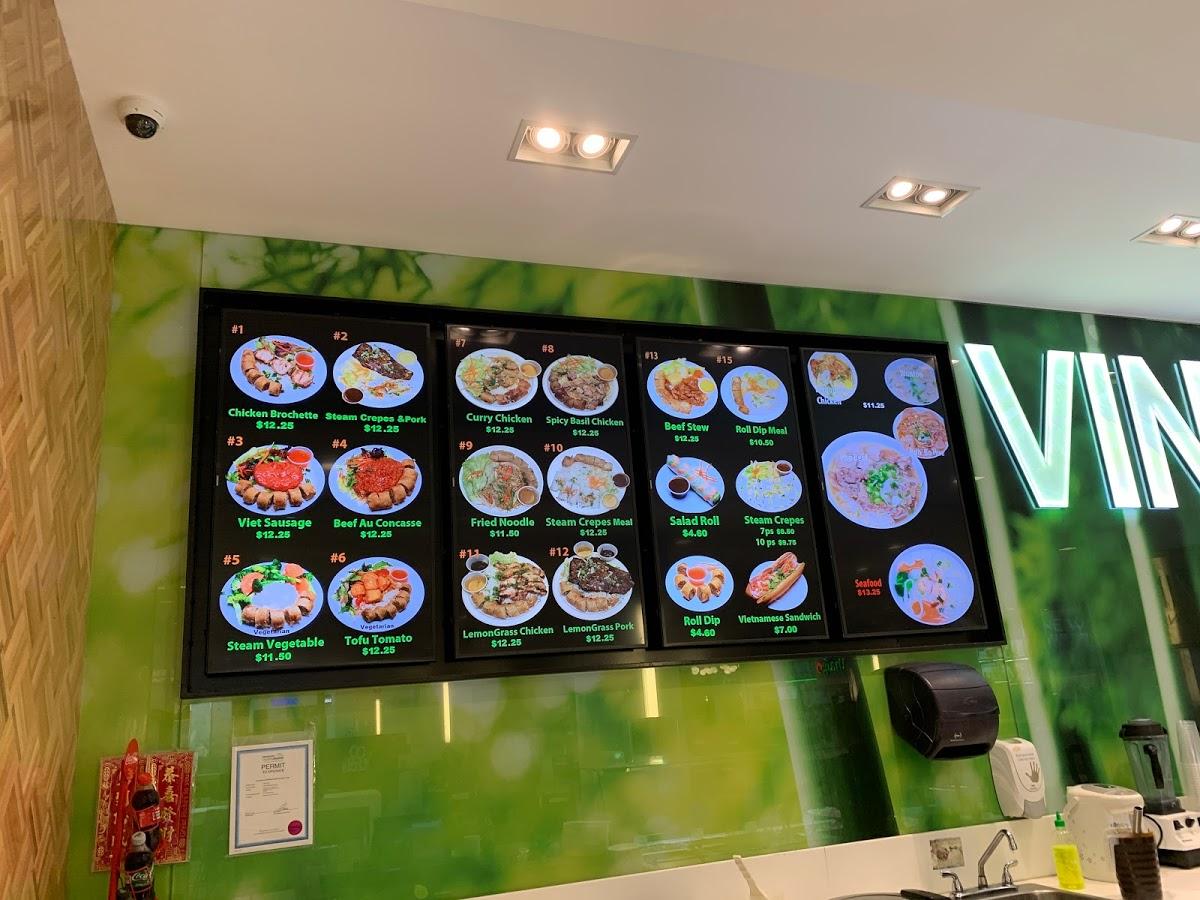 Menu at Vina Vietnamese restaurant, West Vancouver, Park Royal S FC05