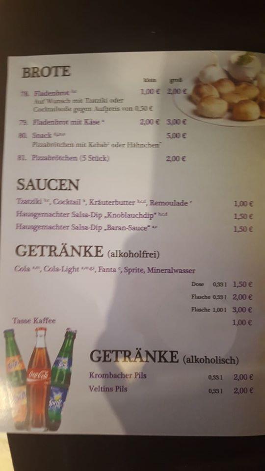 Speisekarte von Pizzeria Baran, Neuenhaus, Hauptstr.56
