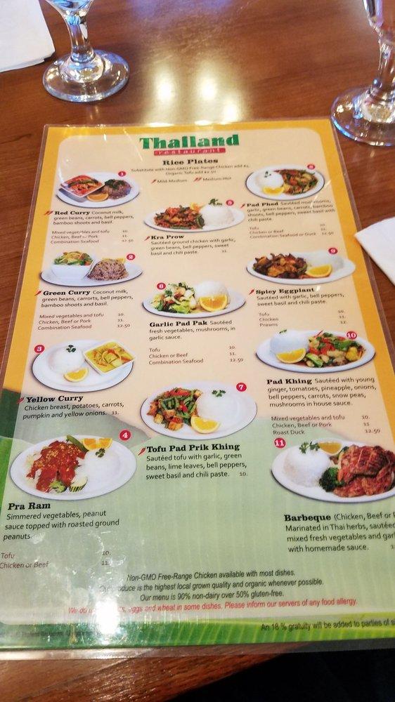 Menu at Thailand Restaurant Novato, Novato