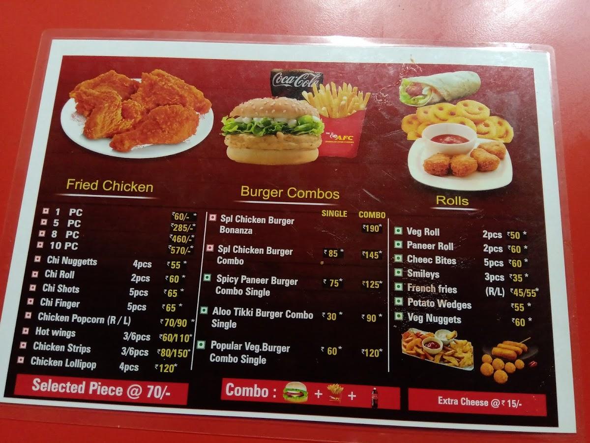 Menu at The AFC Fried Chicken, Tirupati