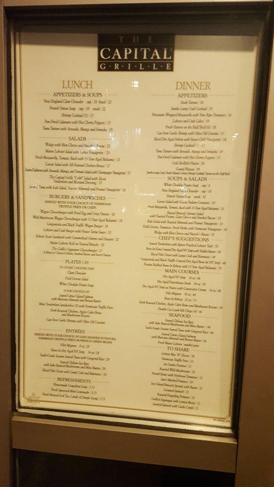 Menu at The Capital Grille pub & bar, Baltimore