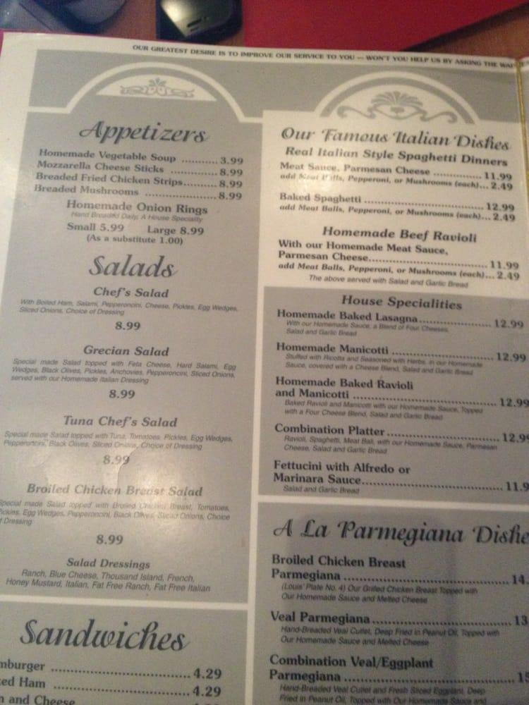 Carta de The Original Louis Drive in Restaurant, Knoxville