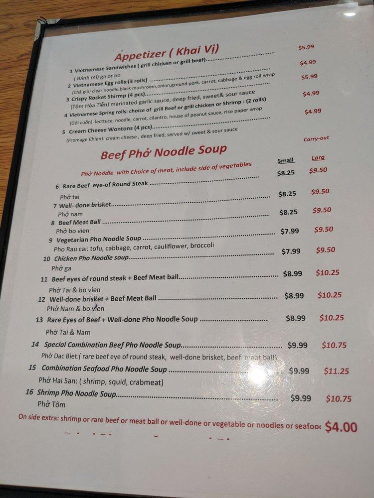 Menu at Pho Bowl restaurant, Horizon City
