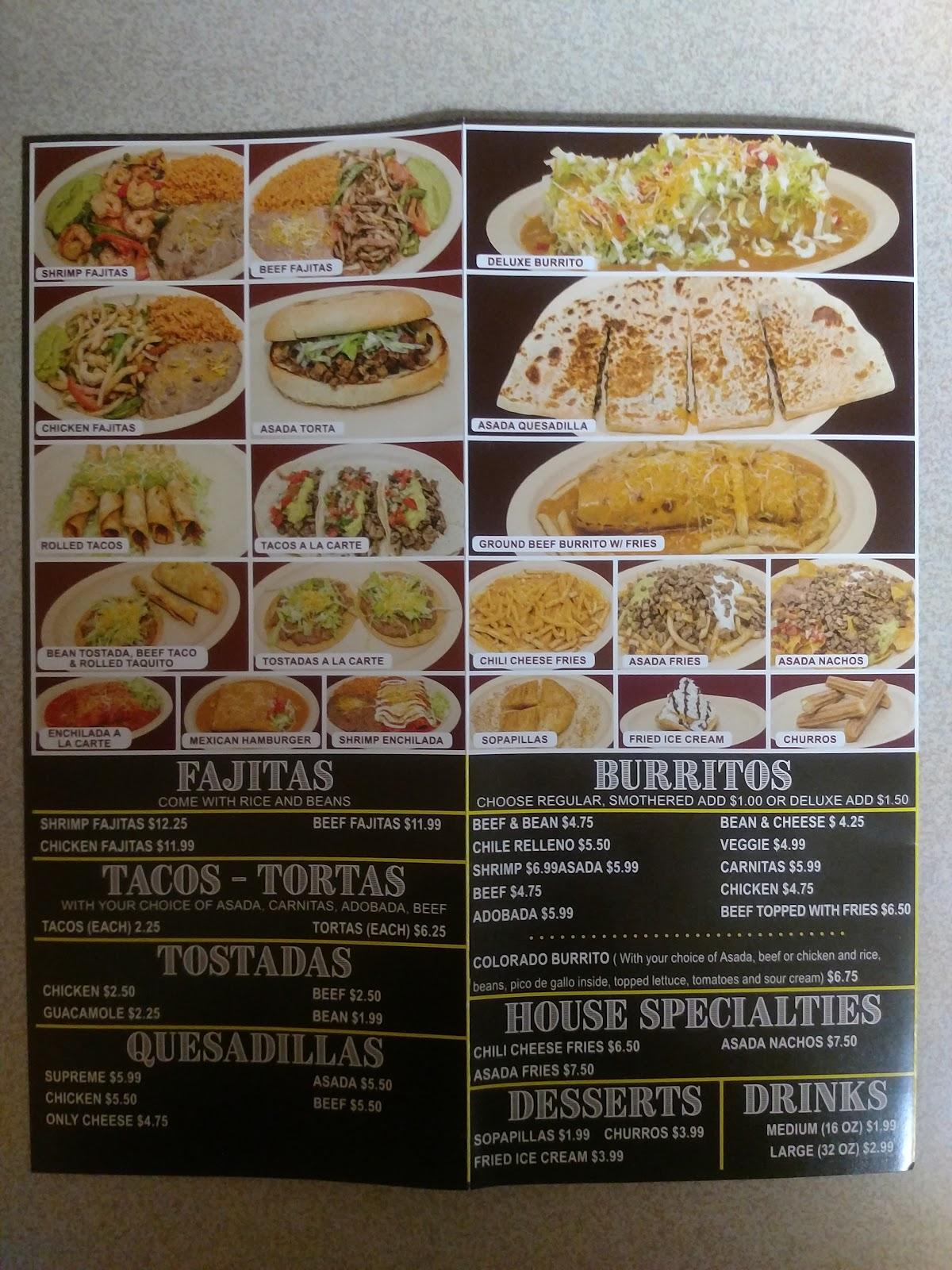 Menu at El Azteca Mexican Food restaurant, Thornton, E 120th Ave