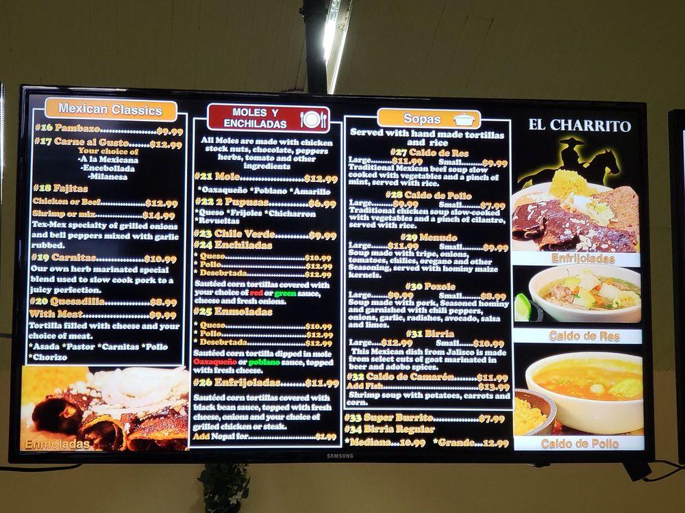 Carta del restaurante El Charrito Market, Gilroy