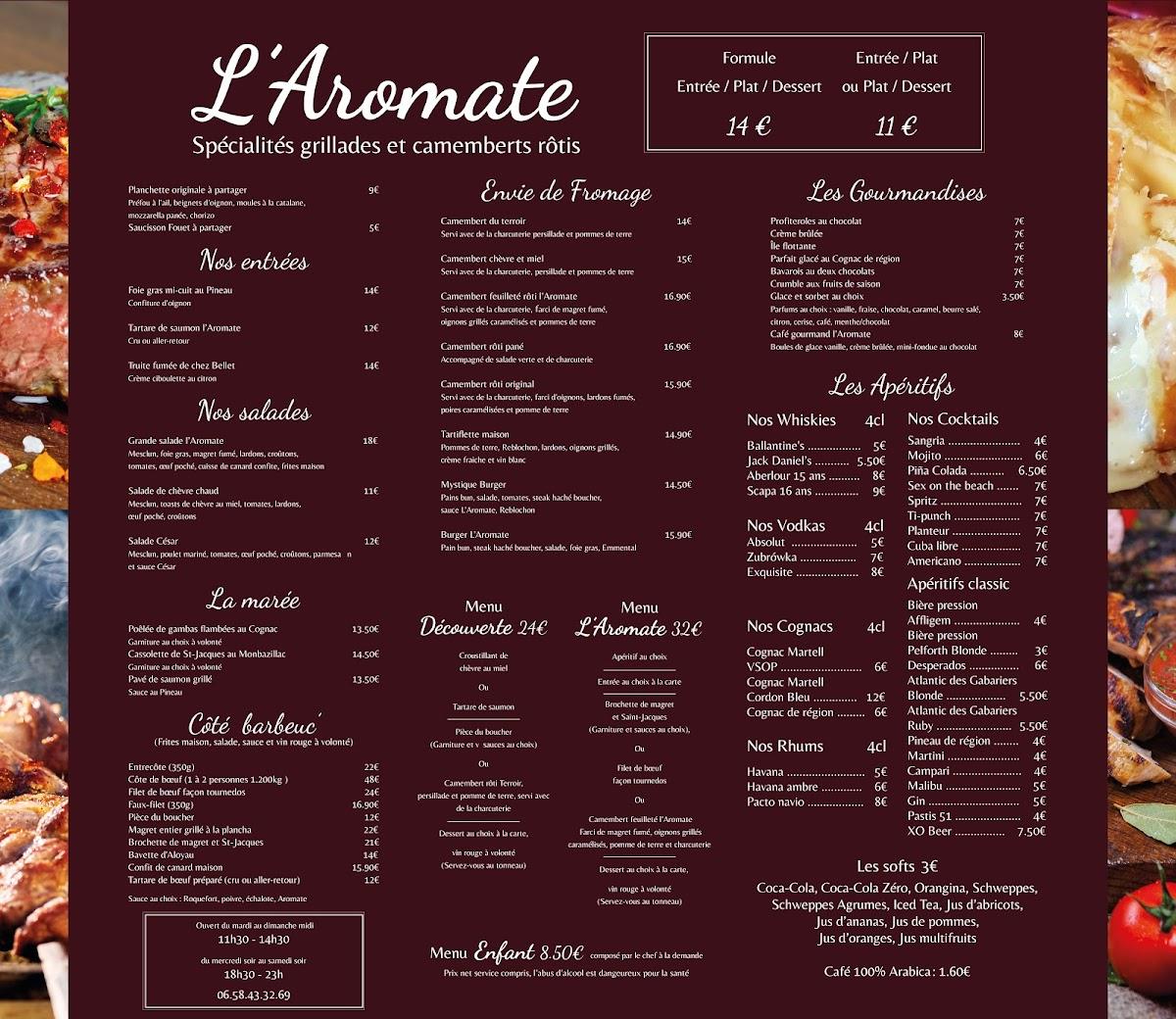 Menu au L'Aromate BBQ, Hiersac