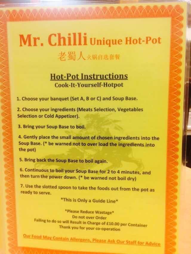 Menu at Mr. Chilli Chinese Restaurant, Liverpool, 92 Seel St