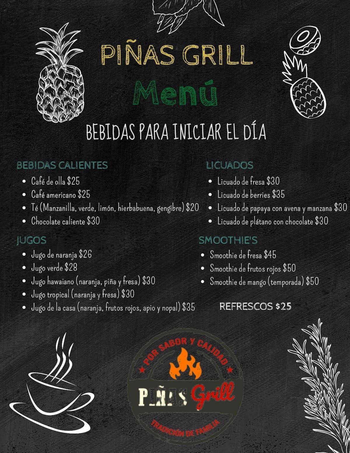 Menu at PIÑAS GRILL restaurant, Pénjamo