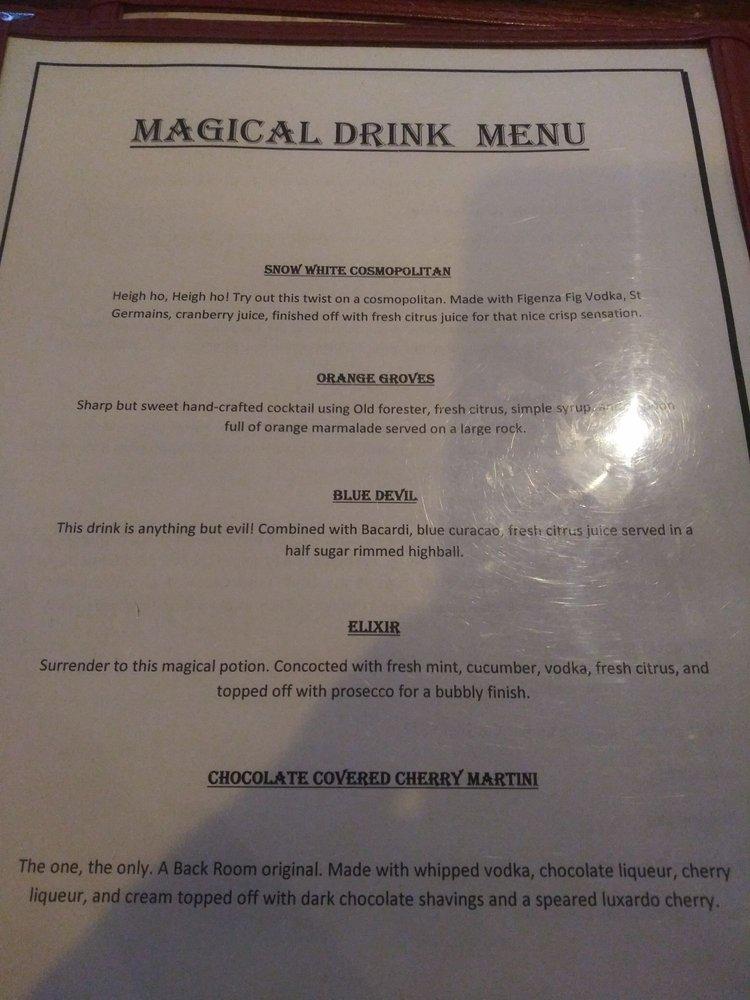 Menu at The Back Room Steakhouse, Apopka