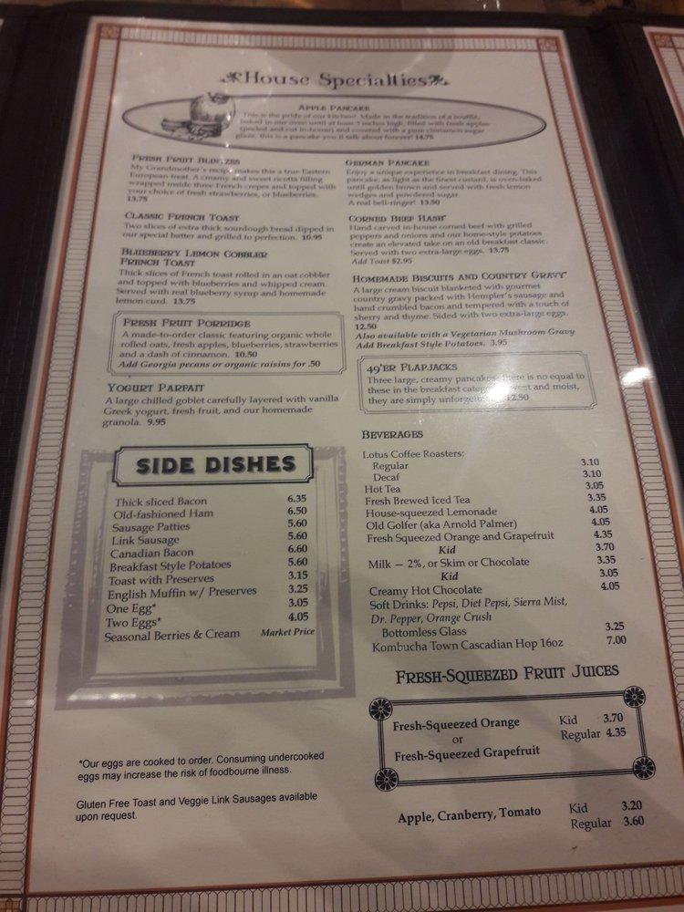 Menu at The Birch Door Cafe, Bellingham