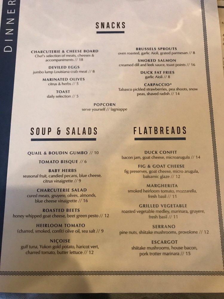Carta del pub y bar Copper Vine, Nueva Orleans