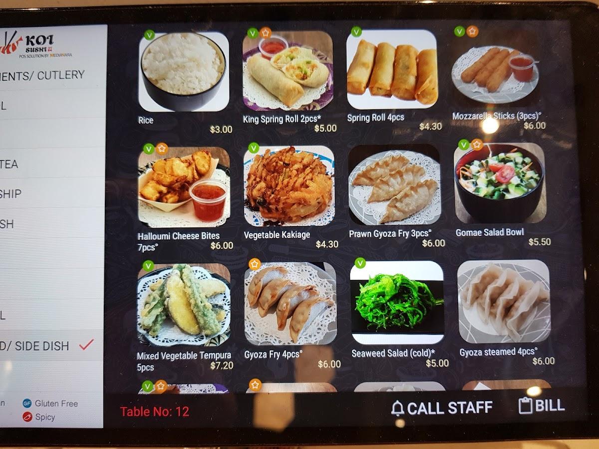 Menu at Koi Sushi restaurant, Cannon Hill