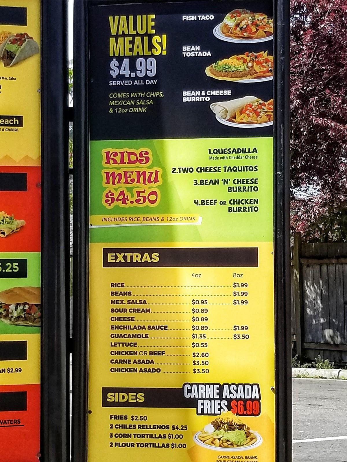 Menu at Memo's Mexican Restaurant, Everett