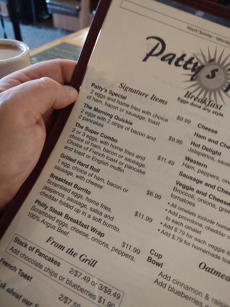 Menu at Patty's Place restaurant, Canandaigua