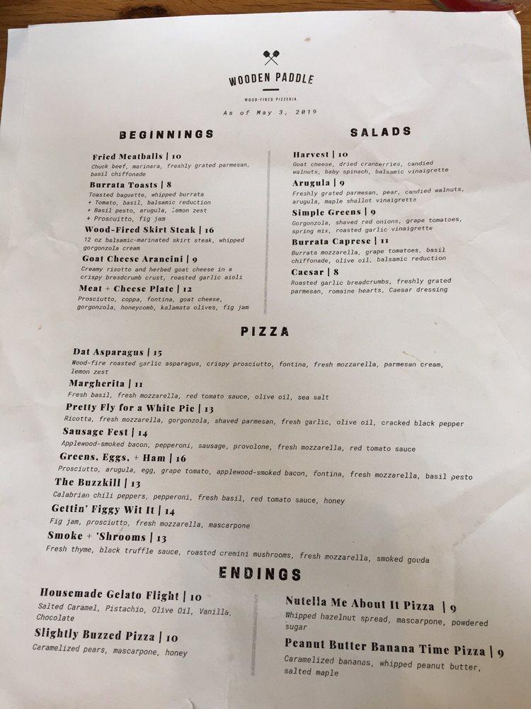 Menu at Wooden Paddle pub & bar, Lemont