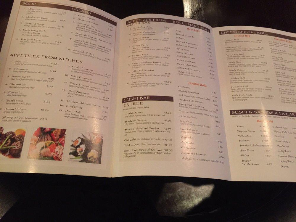 Menu at Yama Fuji restaurant, North Smithfield