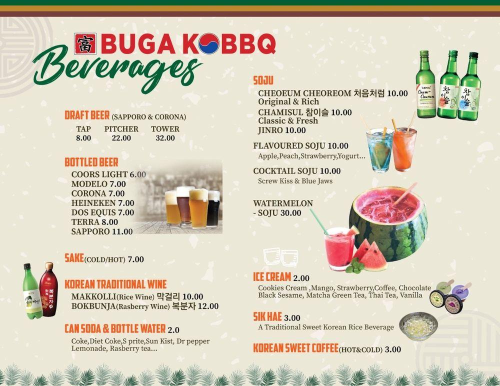 Menu at BUGA Korean BBQ, Rowland Heights