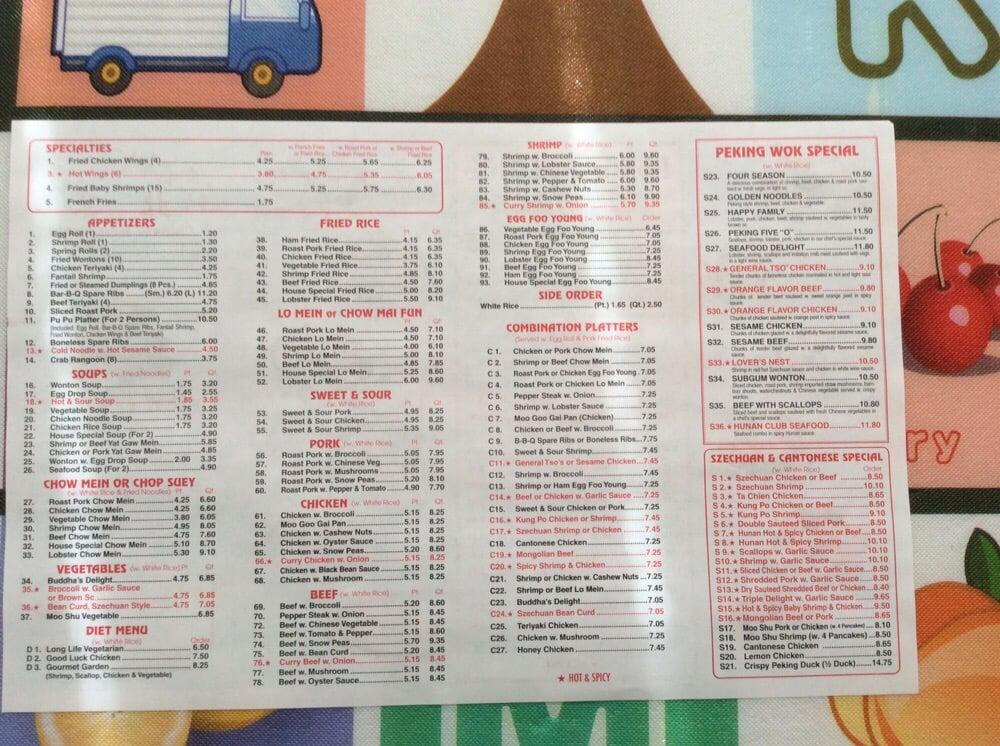Menu at Peking Wok restaurant, Wilmington, Carolina Beach Rd STE 120
