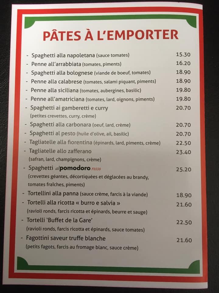 Menu au Al Pomodoro Rosso, Blonay, Rte du Village 31