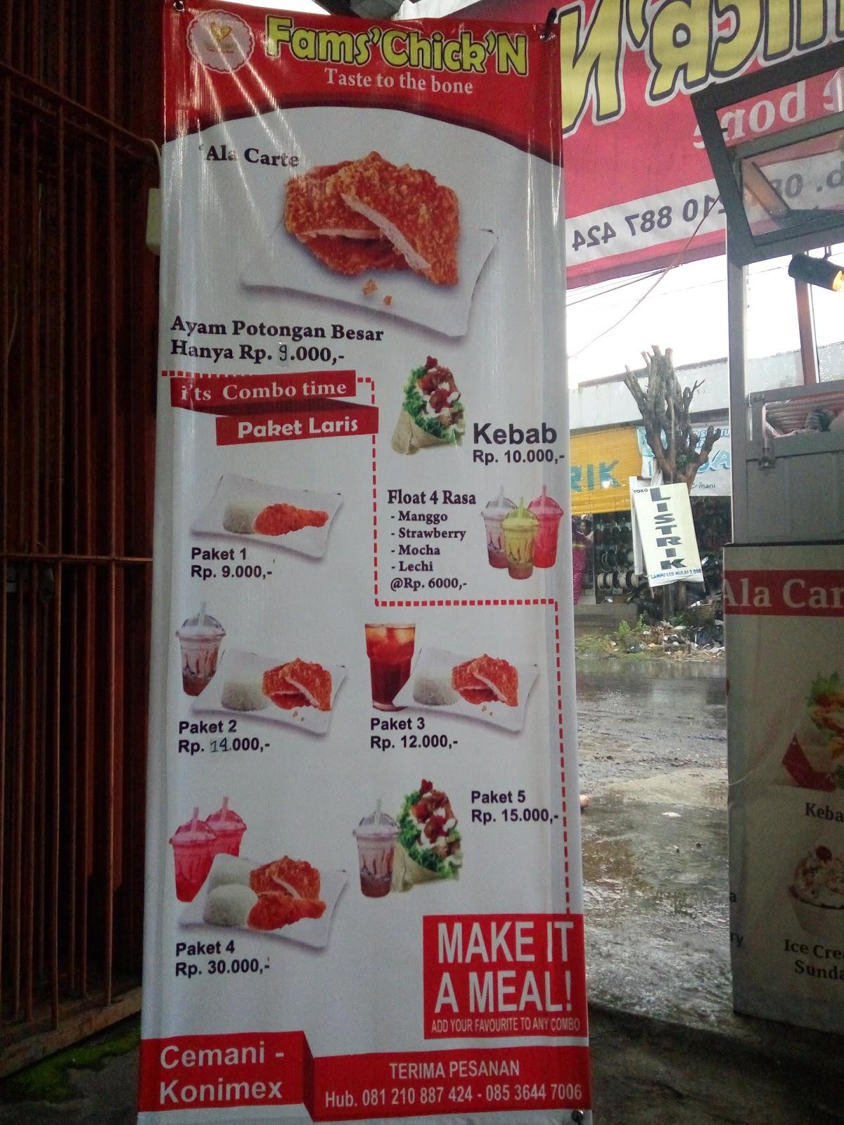 Menu at Fam's Chick'n restaurant, Grogol