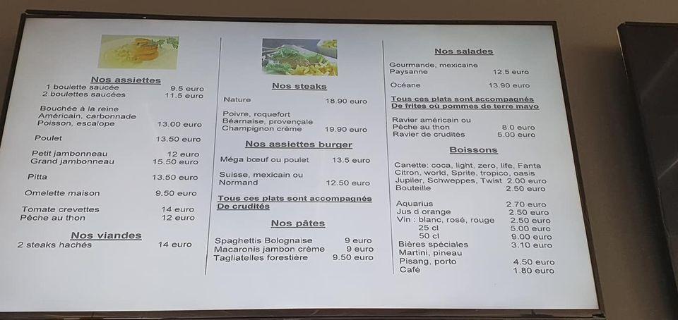 Menu au Fritti Snack, Hannut