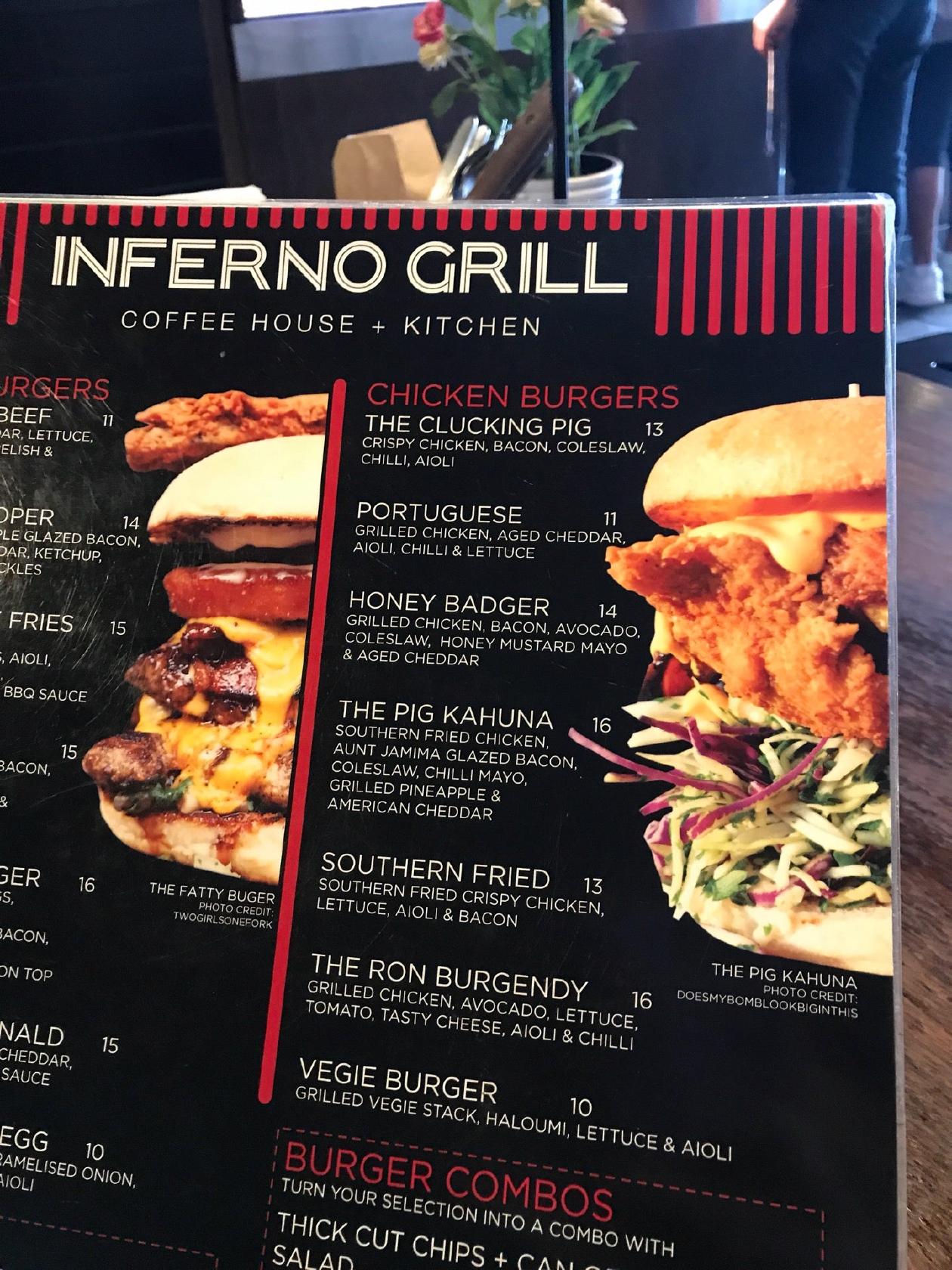 Menu at Inferno Grill Maroubra fast food, Maroubra