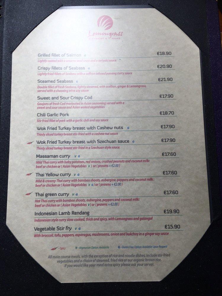 Menu at Lemongrass Fusion Restaurant Saggart, Saggart, CityArk Aparthotel