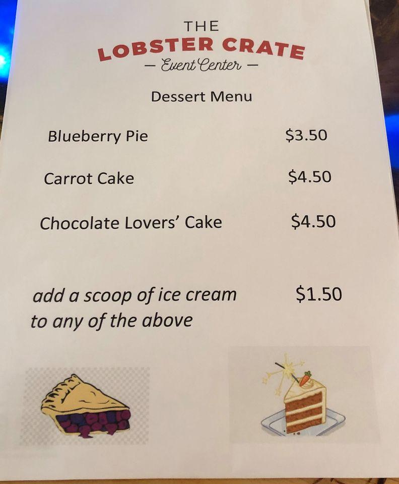 Menu at The Lobster Crate restaurant, Perry, 243 County Road