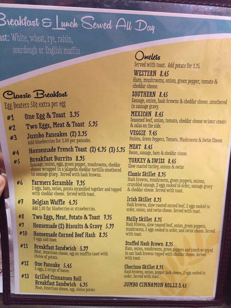 Menu at Deb's Cafe, Shelby