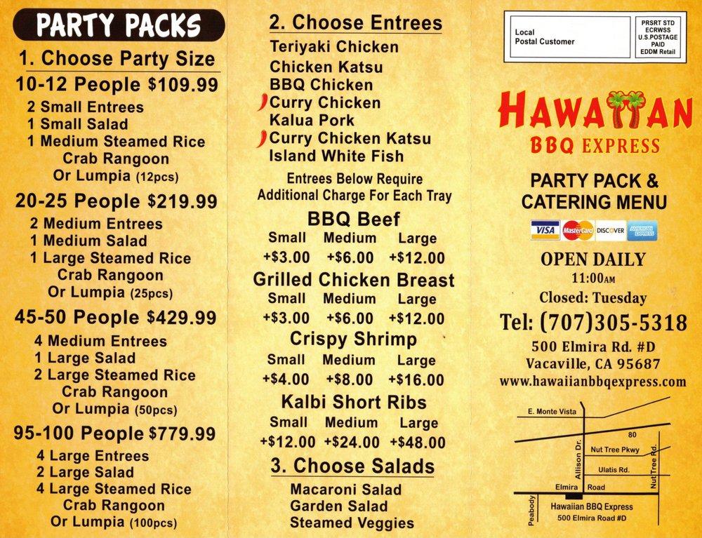 Menu at Hawaiian BBQ Express Vacaville, Vacaville