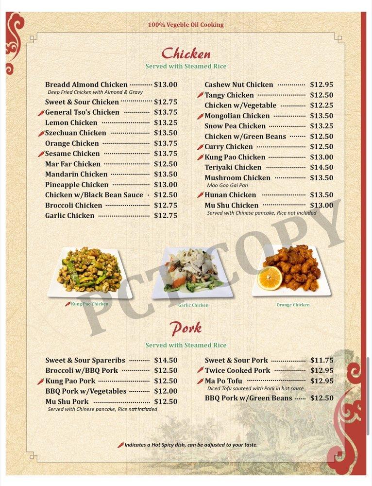 Menu at Lin's Restaurant, Tillamook