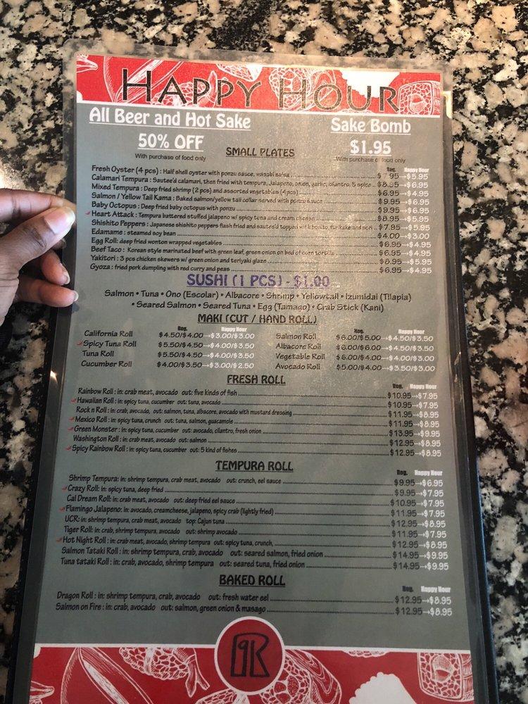 Menu at Sushi R91 restaurant, Riverside