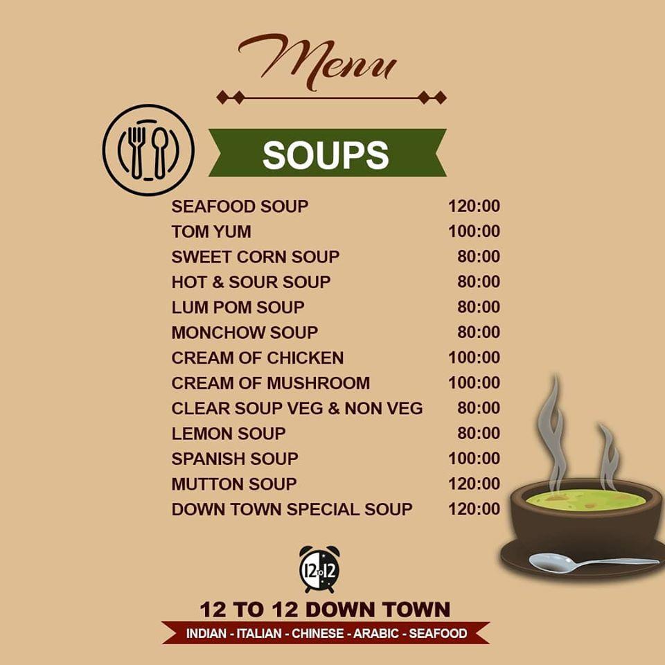 Menu at 12 To 12 Downtown Restaurant, Kottayam
