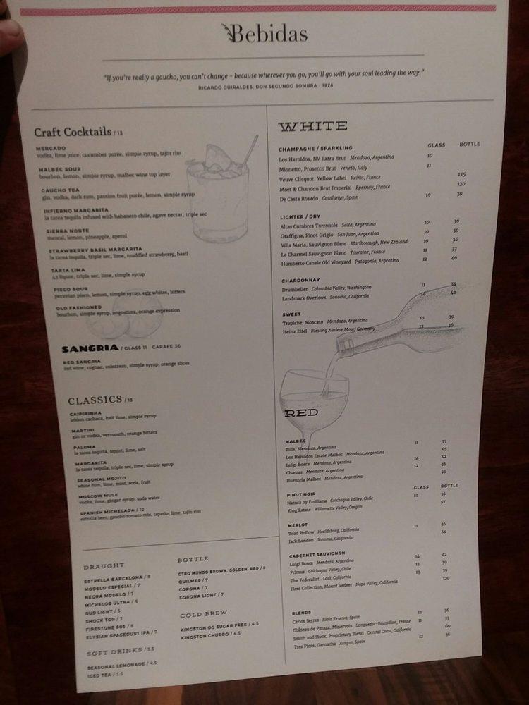 Menu at Gaucho Grill steakhouse, West Covina
