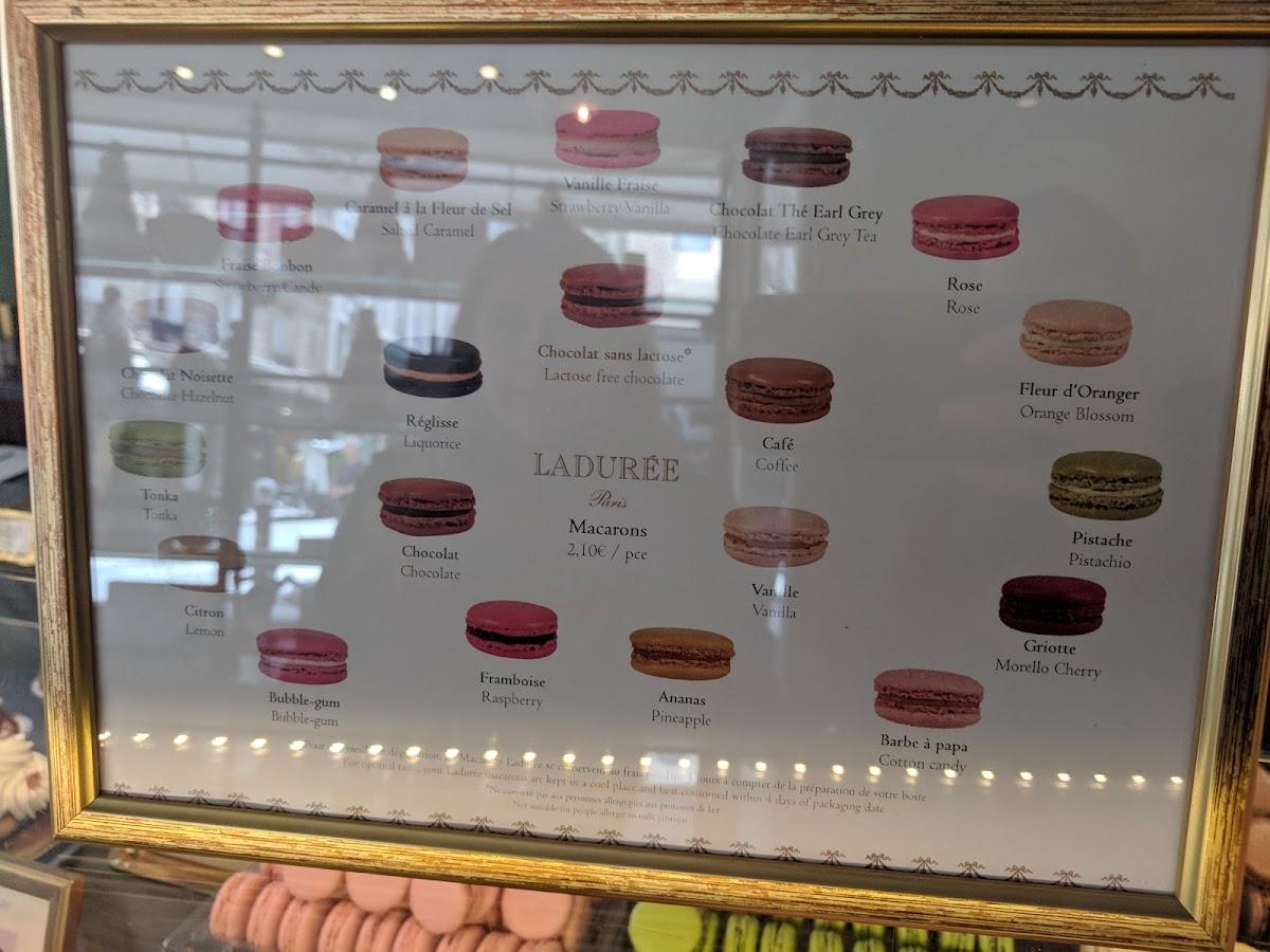 Menu at Ladurée restaurant, Paris, 21 Rue Bonaparte