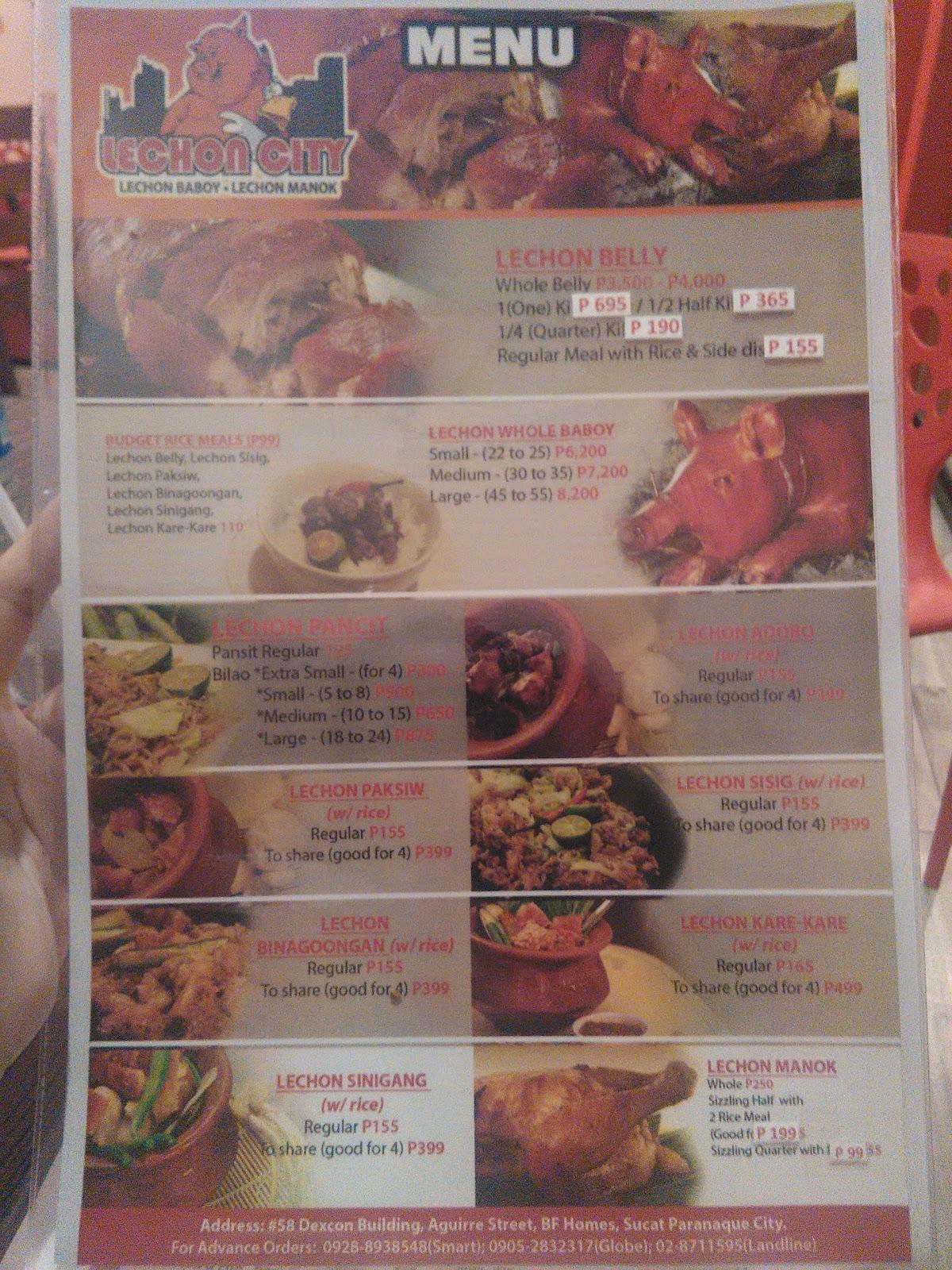 Menu at Meet me at...Reese's restaurant, Muntinlupa
