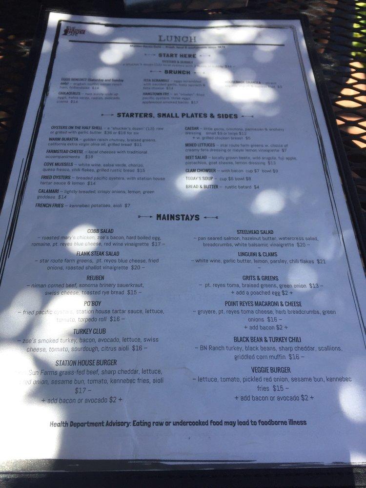 Menu at Station House Cafe, Point Reyes Station, CA-1