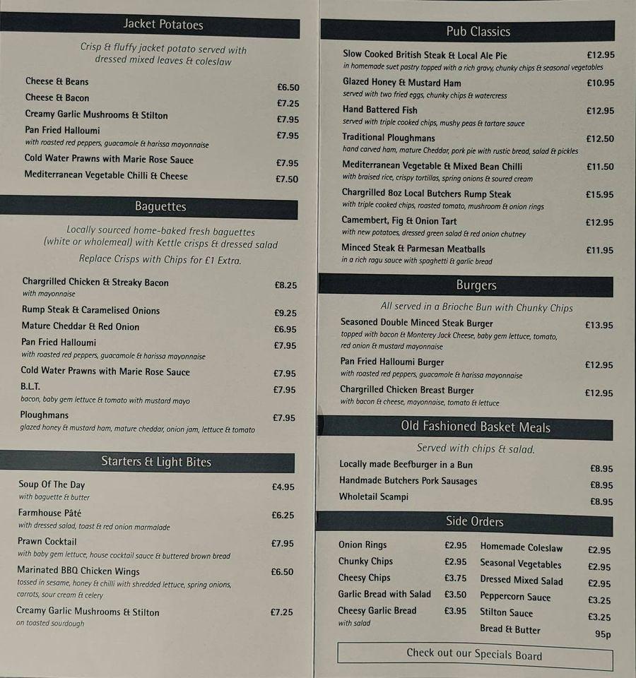 Menu at The House in The Tree pub & bar, Cheltenham