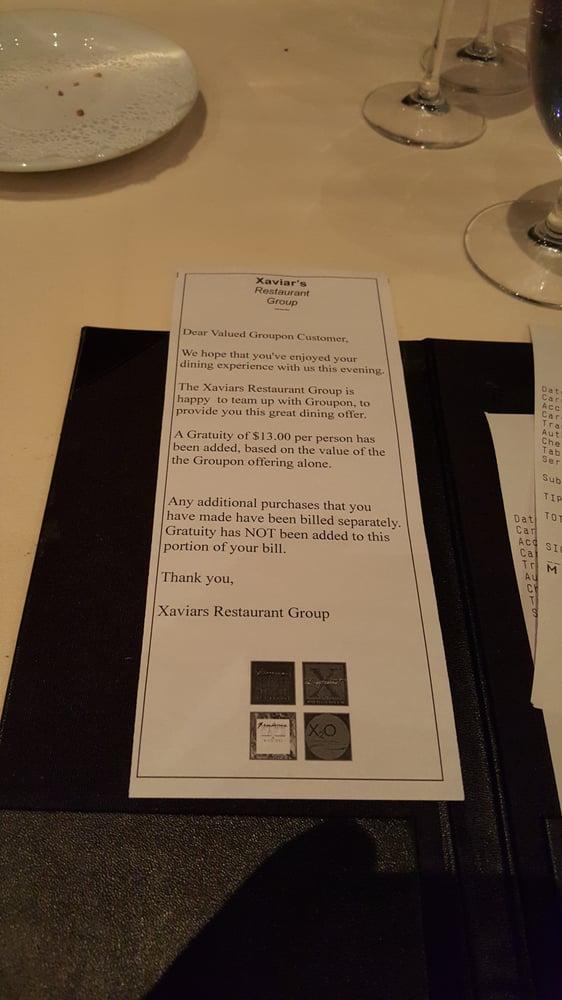 Menu at X2O Xaviars on the Hudson restaurant, Yonkers